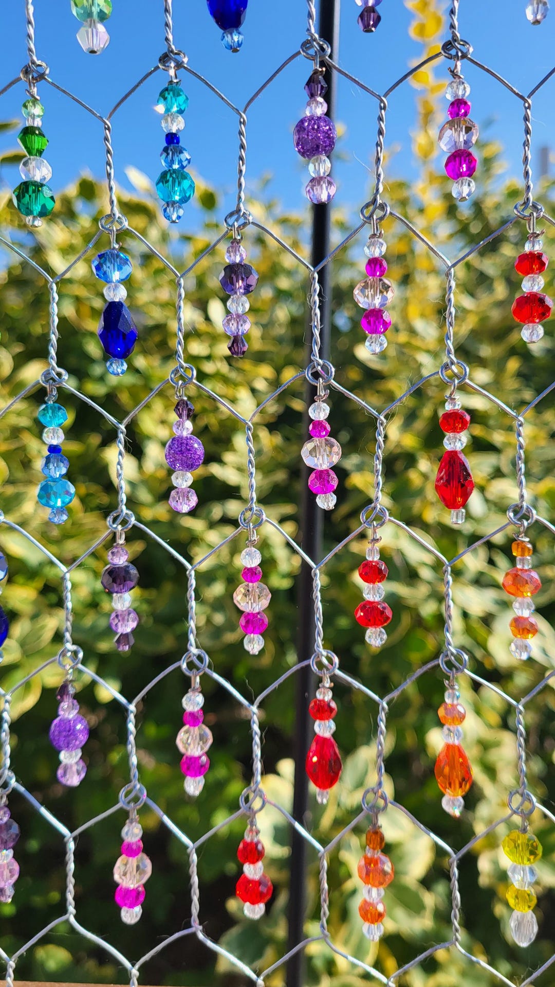 NEW! 12"x15" Beaded Chicken Wire Window Sun Catcher - Rainbow Colors ...
