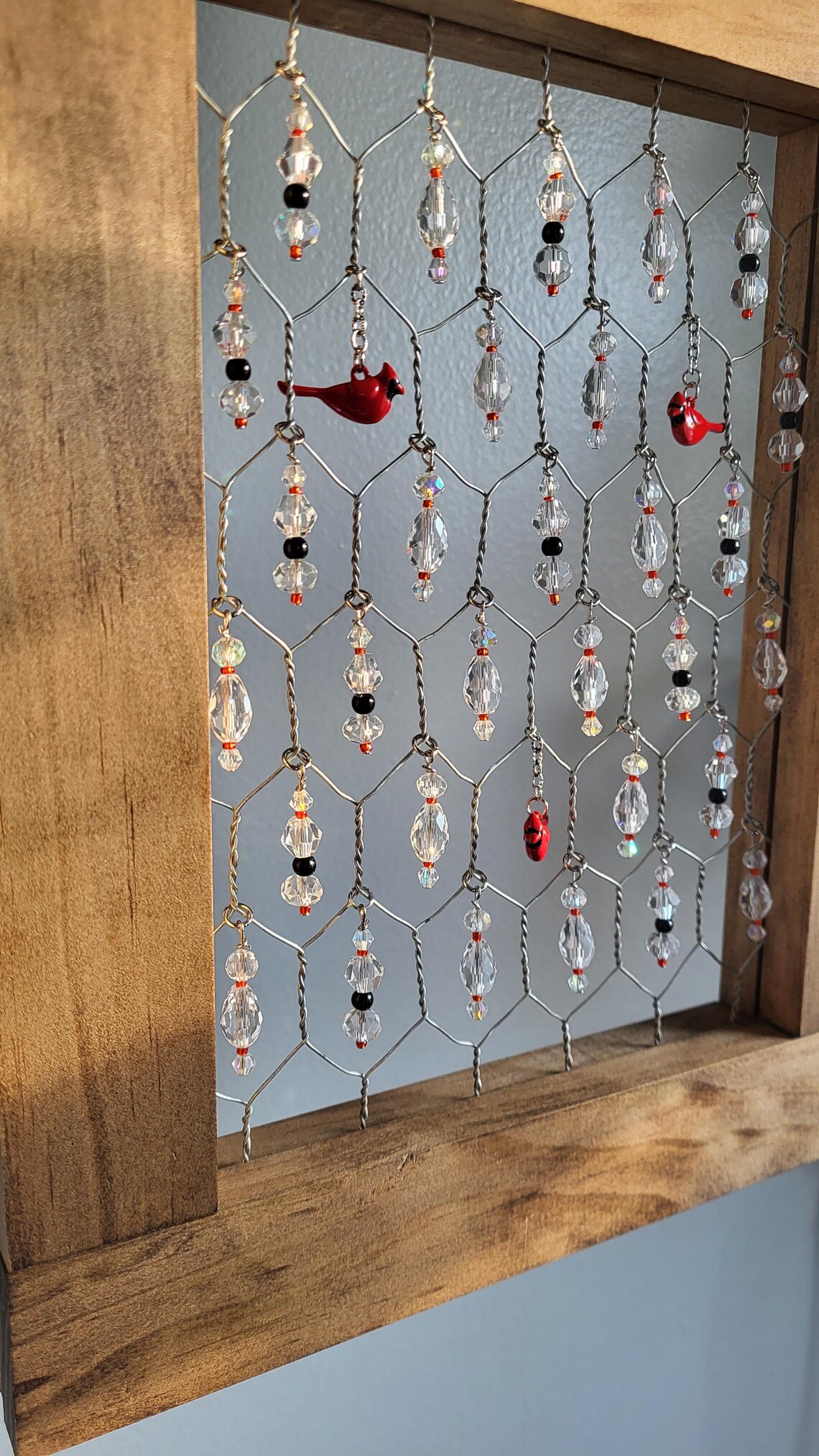 NEW! Beaded Chicken Wire Suncatcher, Handmade Frame, Stained Frame ...
