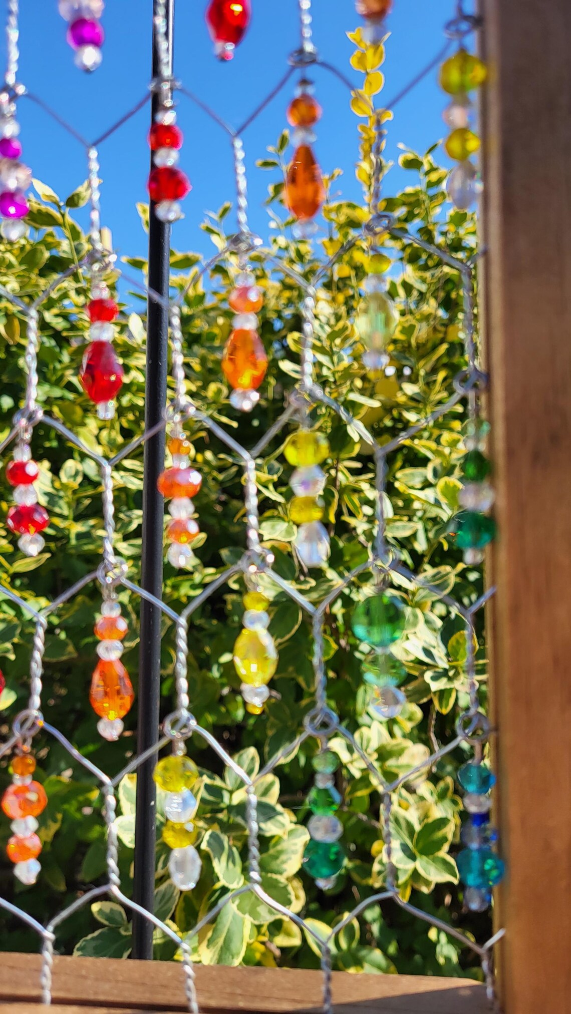 NEW! 12"x15" Beaded Chicken Wire Window Sun Catcher - Rainbow Colors ...