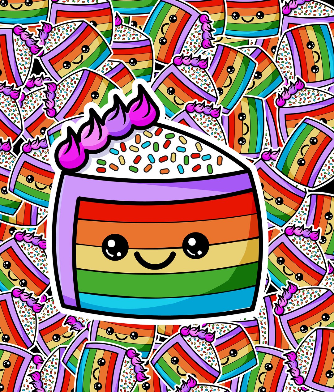 RAINBOW CAKE STICKER - Waterproof Sticker / Kawaii Sticker/ Pride ...