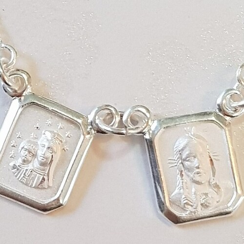 Scapular Chain Necklace With Sterling Silver Miraculous Medal - Etsy