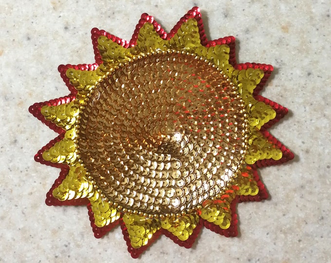 Set of 2 Sun Sequin Patch, Golden Sun Sequin Patch, El Sol Mexican ...