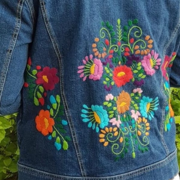 Hand Embroidered Jean Jacket - Etsy