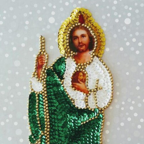 San Judas Tadeo Sequin Patch Saint Jude Patron De Lo | Etsy