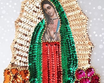 Golden Virgen De Guadalupe Patch, Deluxe Copper Our Lady Guadalupe ...