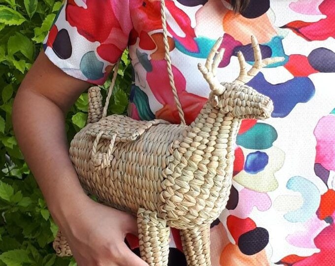 Deer Wicker Bag Reindeer Rattan Bag Deer Hunter Bag Deer - Etsy