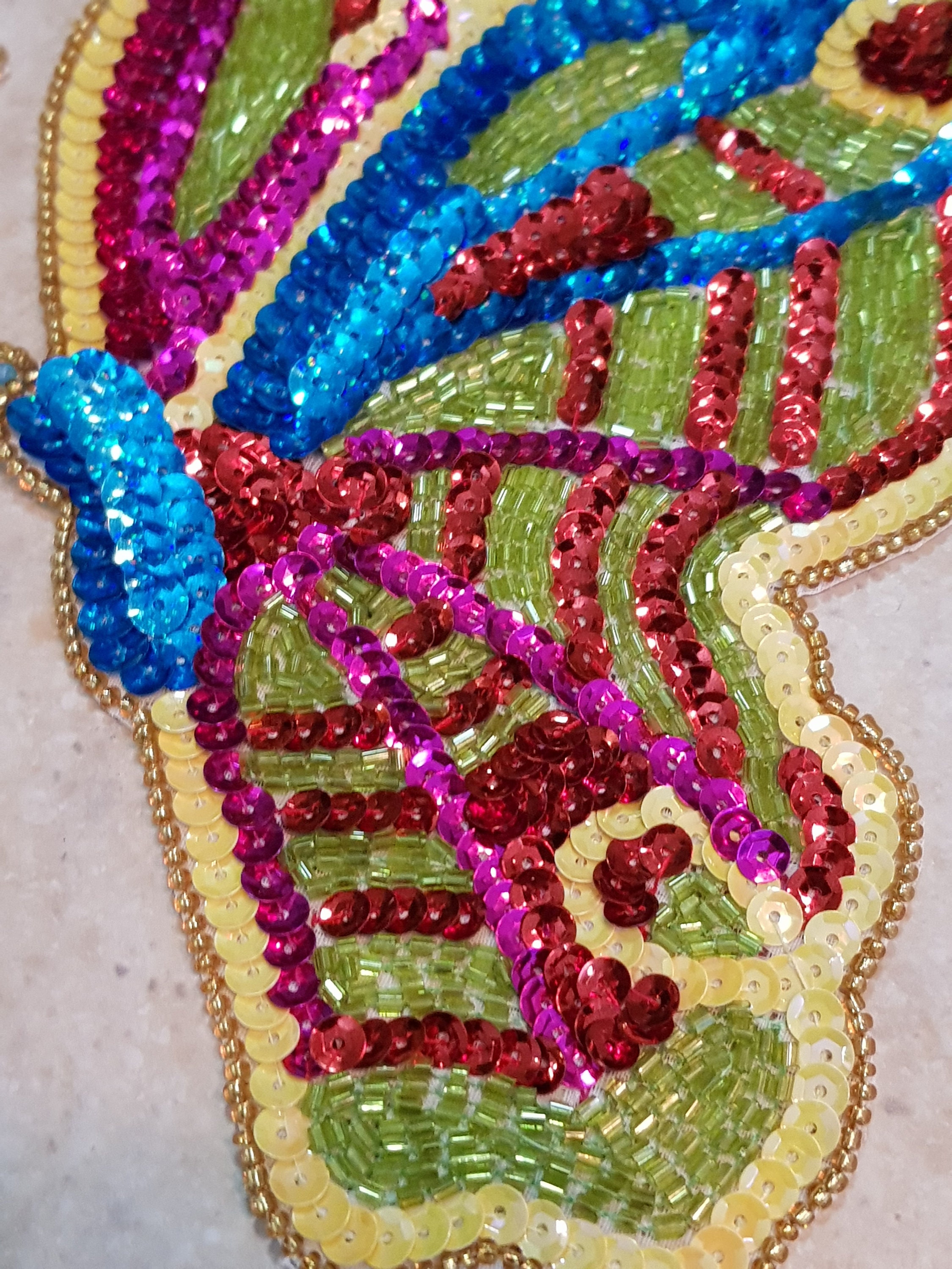 Butterfly Sequin Patch, Tropical Butterfly Sequin Applique, Yellow Pink ...