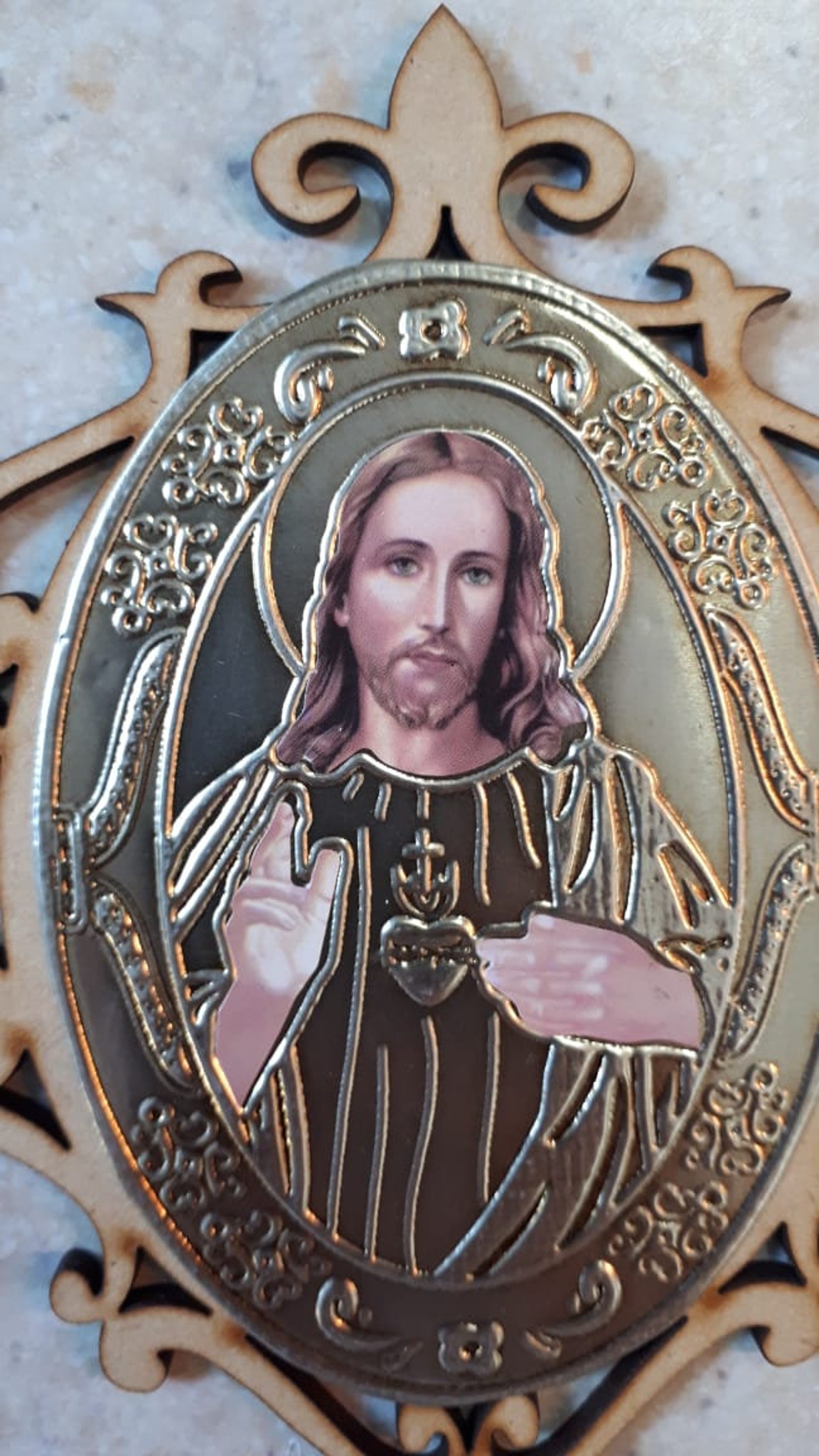 Metal Jesus Christ Ornament Jesus God Embossed Metal Wood - Etsy