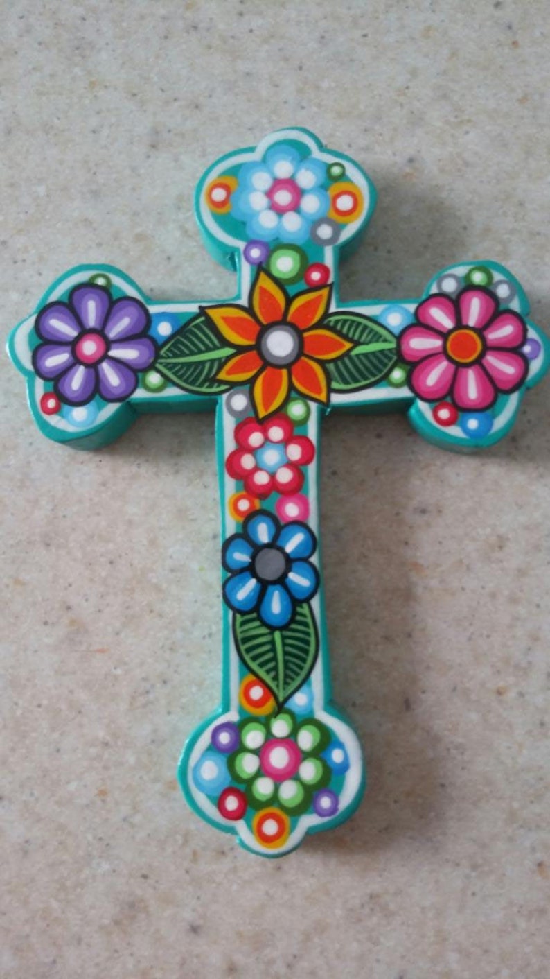 Mexican Wood Cross Mexican Sacred Heart Cross Mexican - Etsy