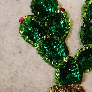 Set of 2 Mini Cactus Sequin Patch, Mexican Mini Nopal Sequin Patches ...