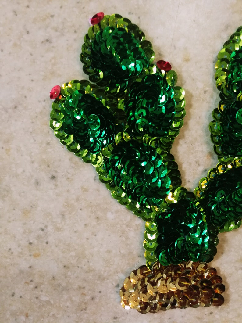 Set of 2 Mini Cactus Sequin Patch Mexican Mini Nopal Sequin - Etsy