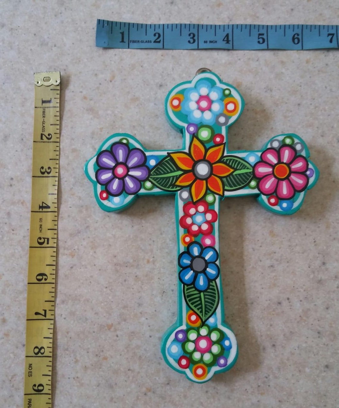 Mexican wood Cross Mexican sacred heart cross Mexican | Etsy