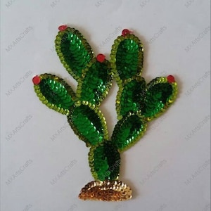 Cactus Sequin Patch, Mexican Nopal Sequin Patches, Mexican Patch, Nopal Cactus Sequin Applique ...