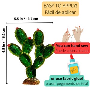 Cactus Sequin Patch, Mexican Nopal Sequin Patches, Mexican Patch, Nopal Cactus Sequin Applique ...