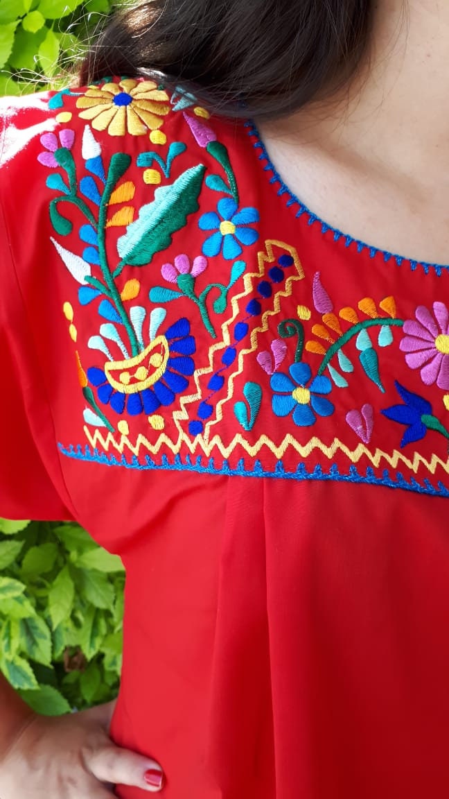 Blusa roja mexicana camisa mexicana de todos los tamaños | Etsy