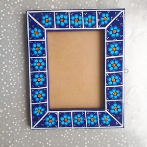 Blue Talavera Photo Wood Frame, Handpainted Frame, Mexico Family ...