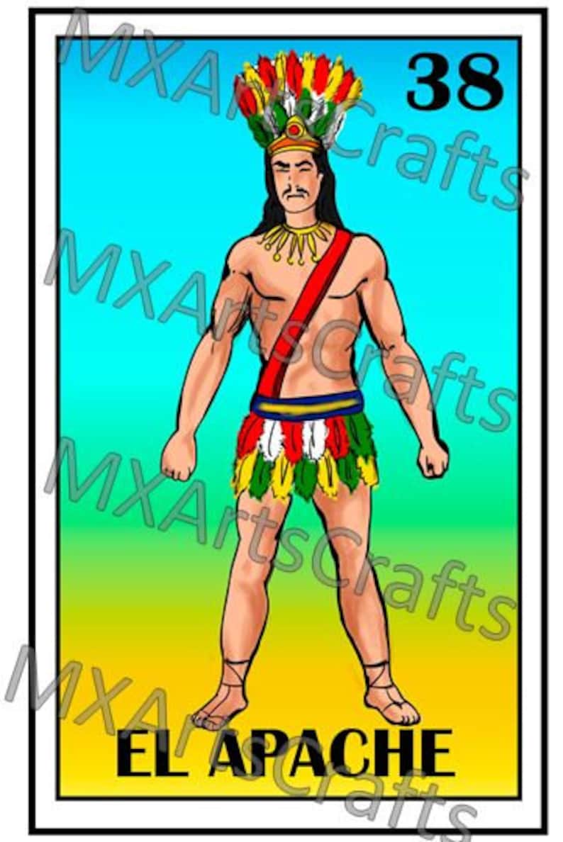 Mexican Loteria El Apache Loteria Mexican Aztec Man Loteria | Etsy