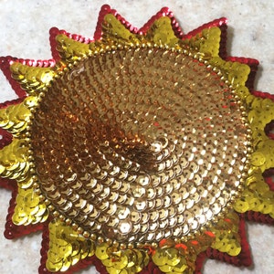 Set of 2 Sun Sequin Patch, Golden Sun Sequin Patch, El Sol Mexican ...