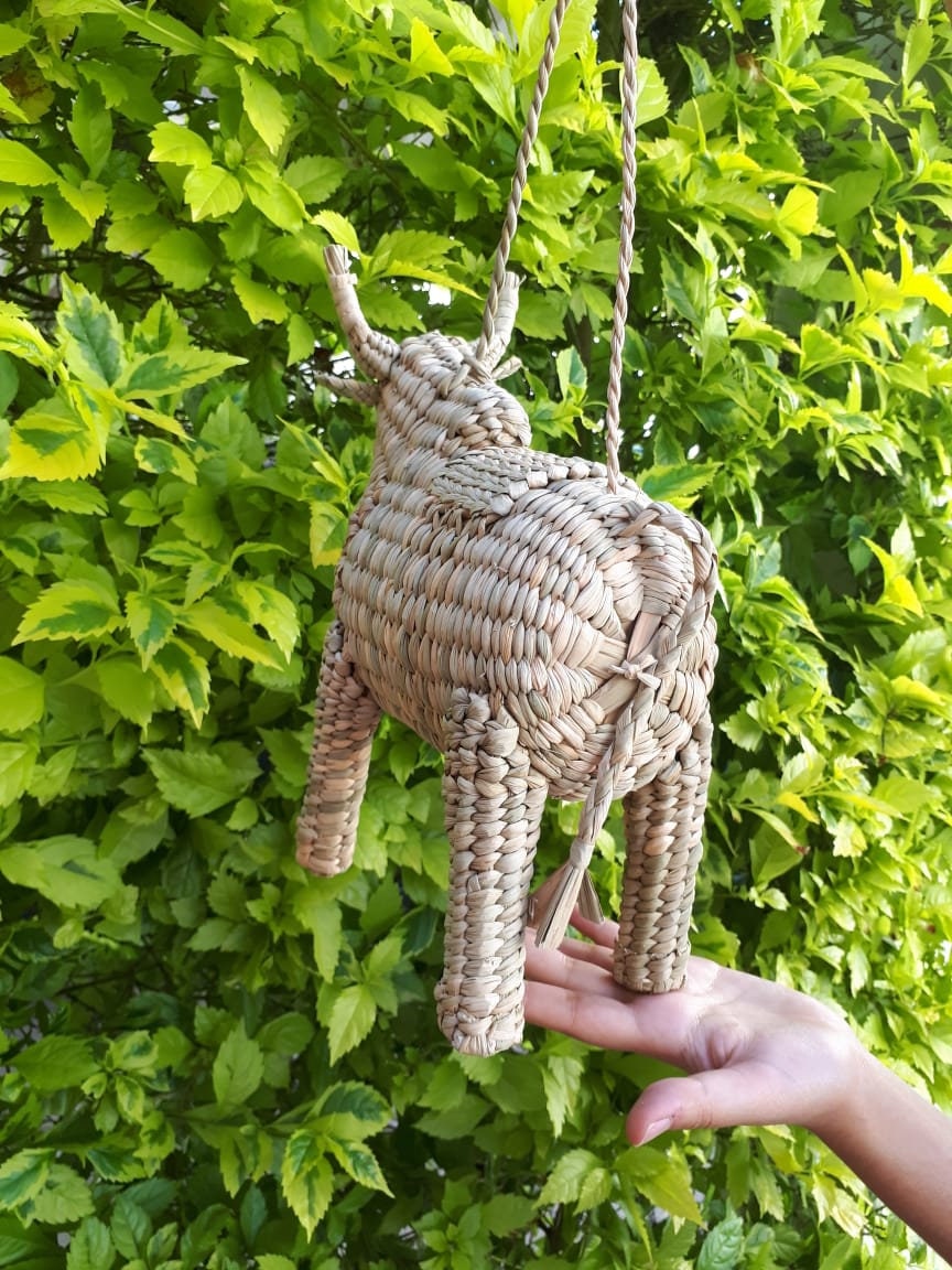 Bull bag Wicker farm bag Zebu Cowboy wicker bag Cowhide | Etsy