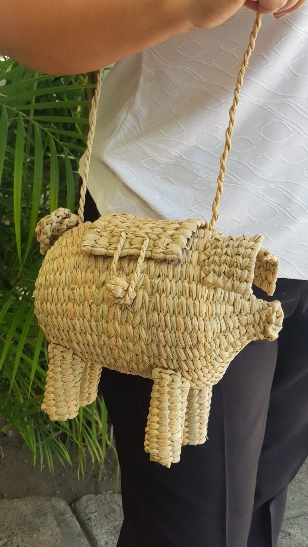 Mexican Woven Palm Bag, Pig Wicker Bag, Mexico Beach Rattan Straw Bag ...