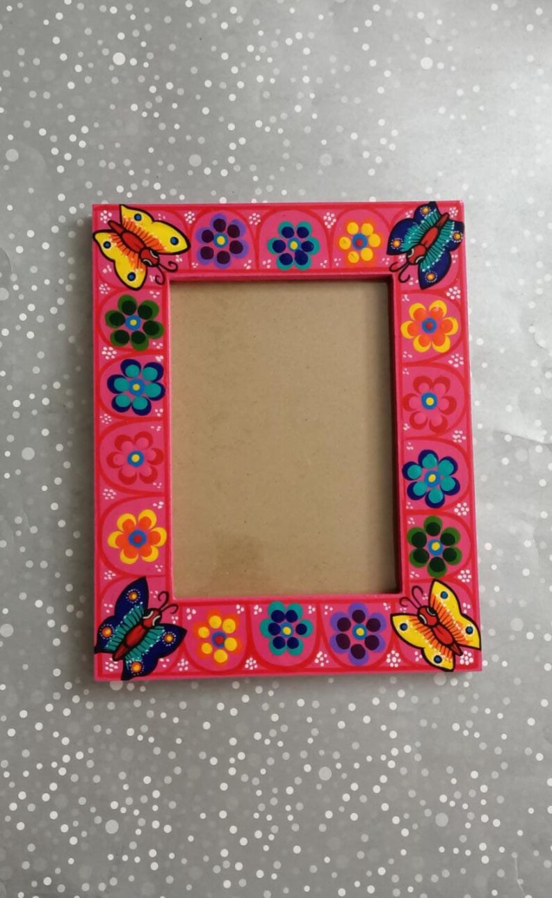 Mexican Pink Photo Frame, Butterfly Flower Photo Frame, Family Picture ...