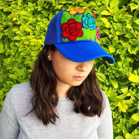 Mexican Embroidered Navy Blue Trucker Hat Mexico Emboridery | Etsy