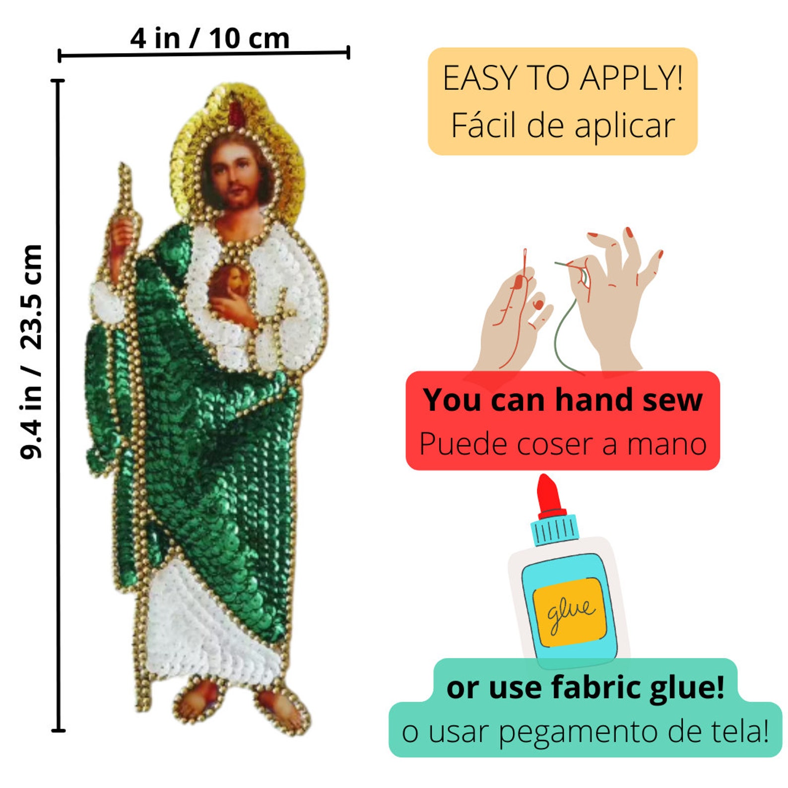 San Judas Tadeo Sequin Patch, Saint Jude Patron De Lo Imposible ...