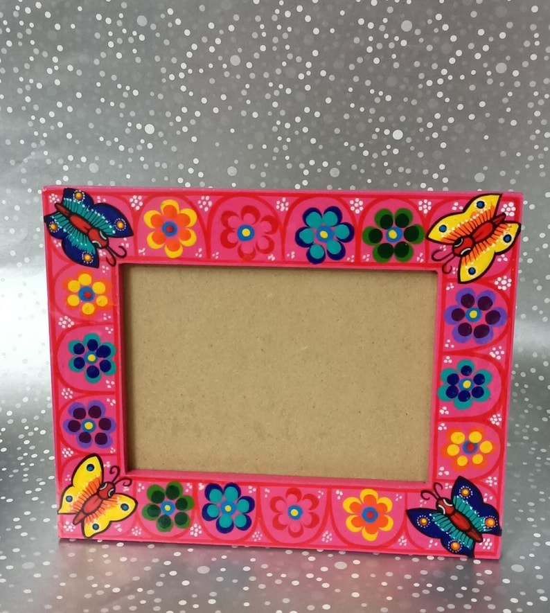 Mexican Pink Photo Frame, Butterfly Flower Photo Frame, Family Picture ...