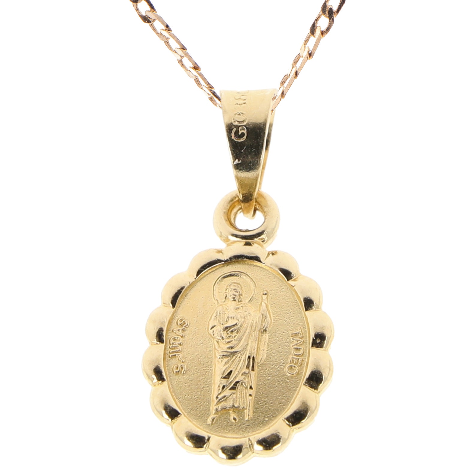 San Judas Tadeo Gold Flower Tiny Medal, Saint Judas Tadeous Floral ...