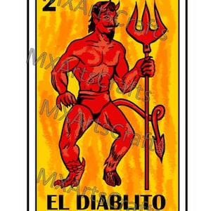 El Diablo Loteria, Mexican Loteria Printable, El Diablito, Mexican the ...