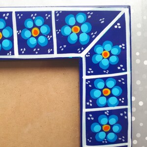 Blue Talavera Photo Wood Frame, Handpainted Frame, Mexico Family ...