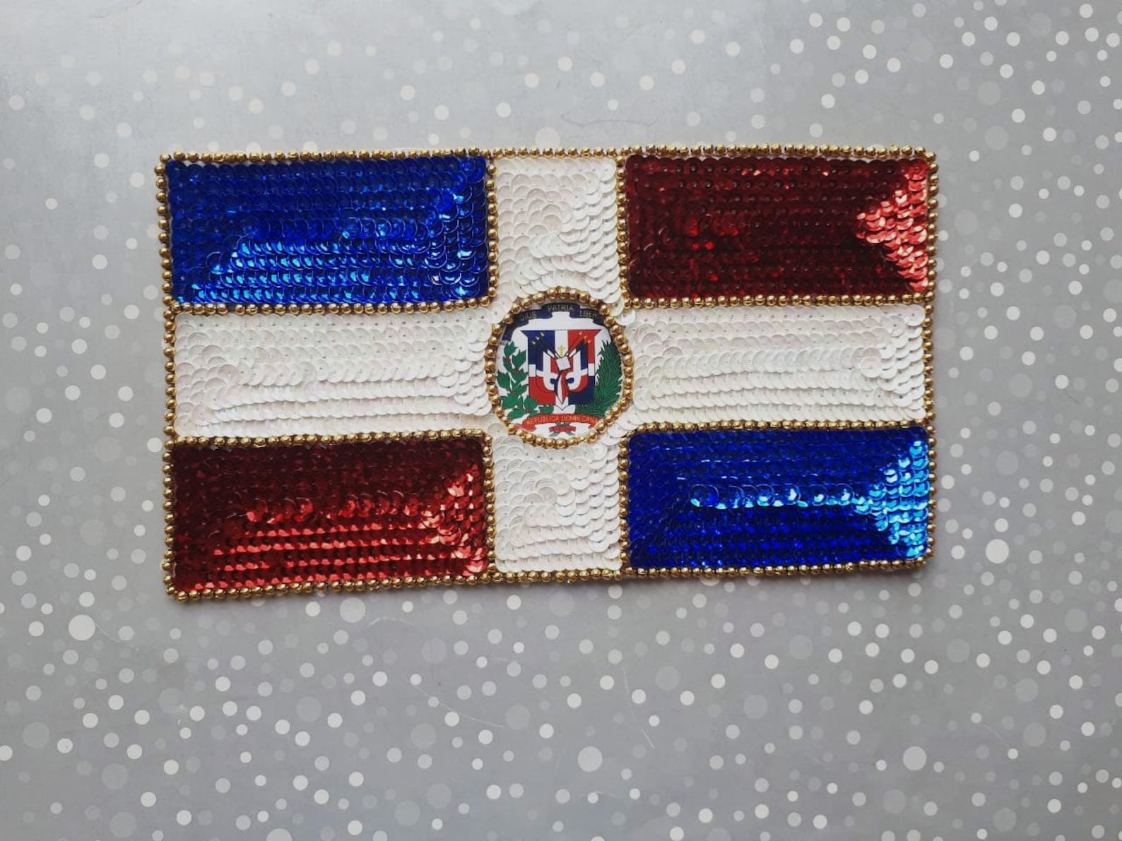 República Dominicana flag patch Dominican flag sequin patch | Etsy