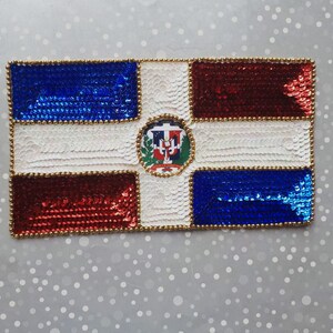 República Dominicana Flag Patch, Dominican Flag Sequin Patch, Bandera ...