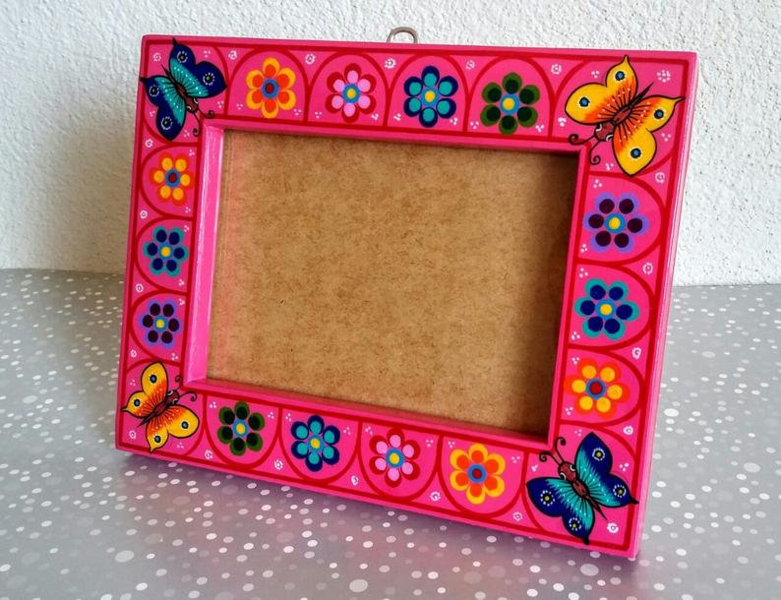 Mexican Pink Photo Frame Butterfly Flower Photo Frame Family - Etsy