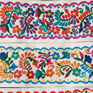 Embroidery Mexican Colorful White Belt, Multicolor Waist Sash, Mexico ...