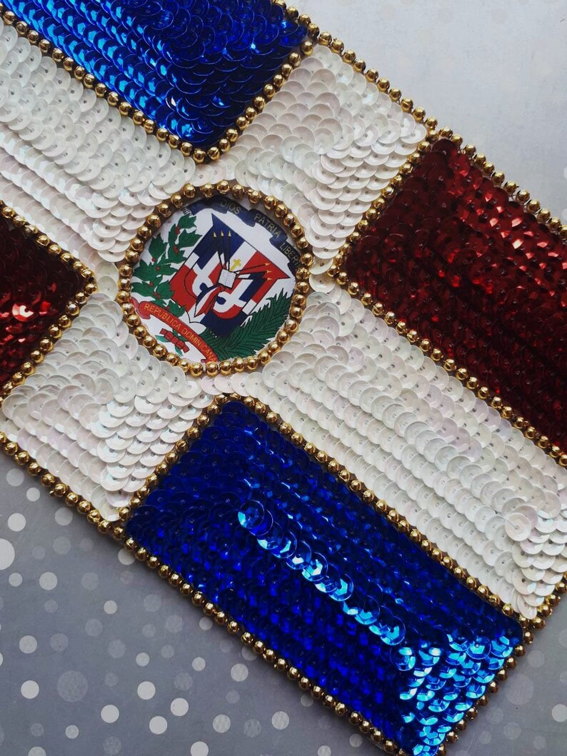 República Dominicana flag patch Dominican flag sequin patch | Etsy