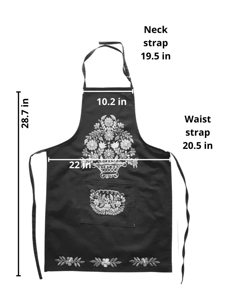 Mexican White Embroidered Apron, Mexican Colorful Floral Embroidery ...