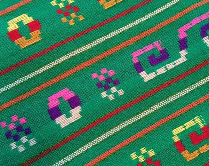 Mexican Rebozo, Green Folk Blanket, Mexico Fabric by Yard, Aztec Design ...