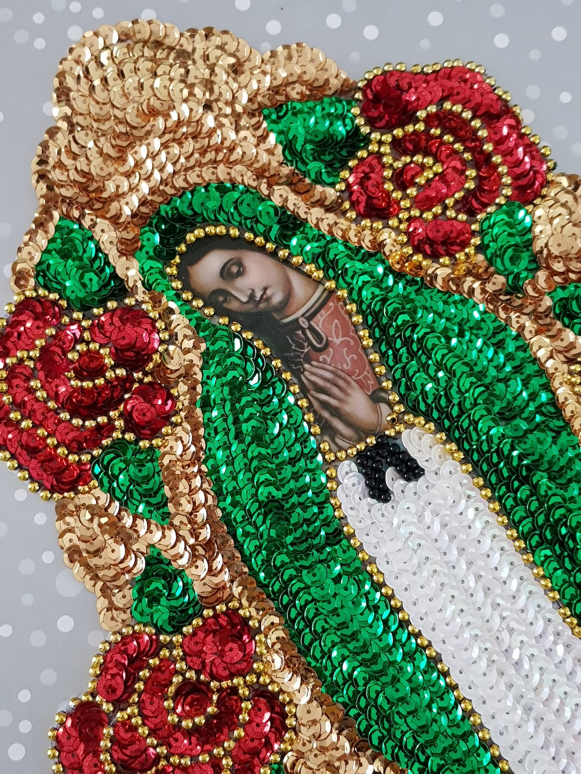 Virgen De Guadalupe Red Rose Patch Lady Guadalupe Red Rose | Etsy Canada