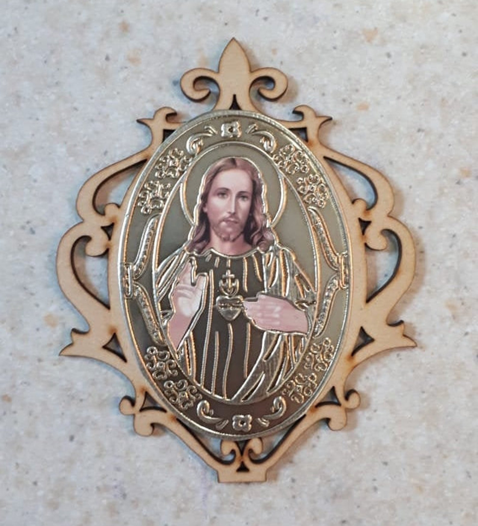 Metal Jesus Christ Ornament Jesus God Embossed Metal Wood - Etsy