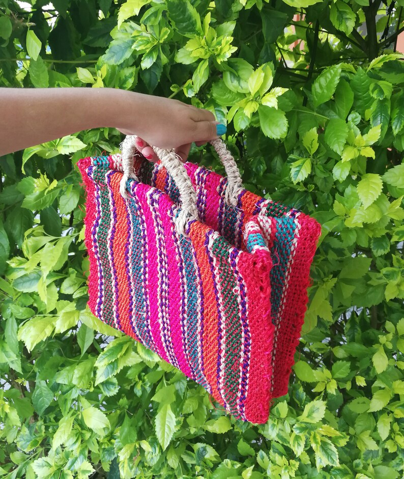 Mexican Natural Fiber Bag Mexico Tulum Vibe Stripes Design - Etsy