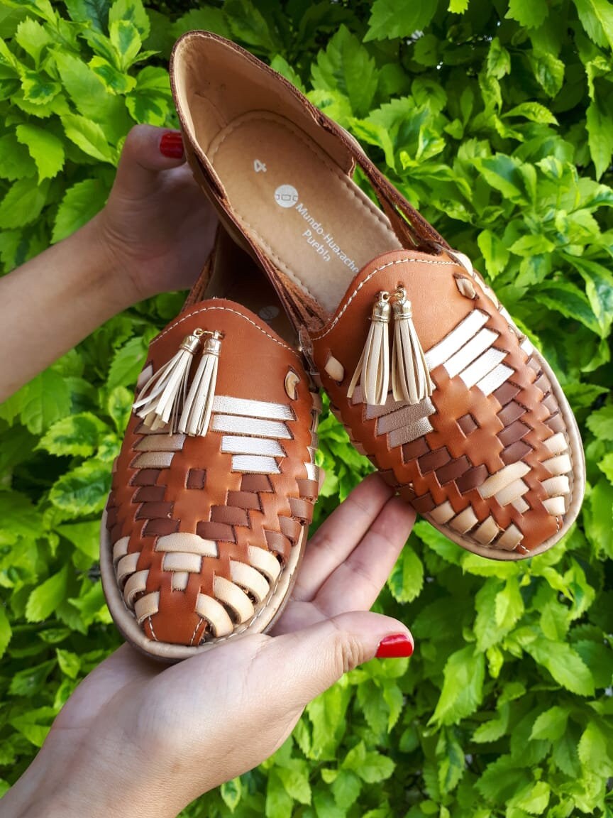 Mexican Shoes brown gold Mexican gold Huaraches sandals | Etsy