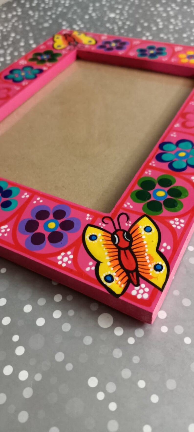 Mexican Pink Photo Frame, Butterfly Flower Photo Frame, Family Picture ...