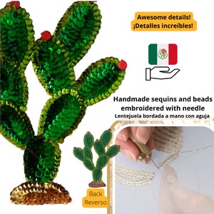 Cactus Sequin Patch, Mexican Nopal Sequin Patches, Mexican Patch, Nopal Cactus Sequin Applique ...