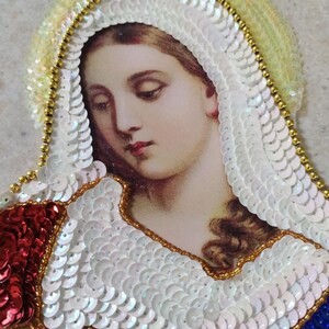 Virgin Mary and Baby Jesus Sequin Patch, Motherhood Support Breastfeed ...