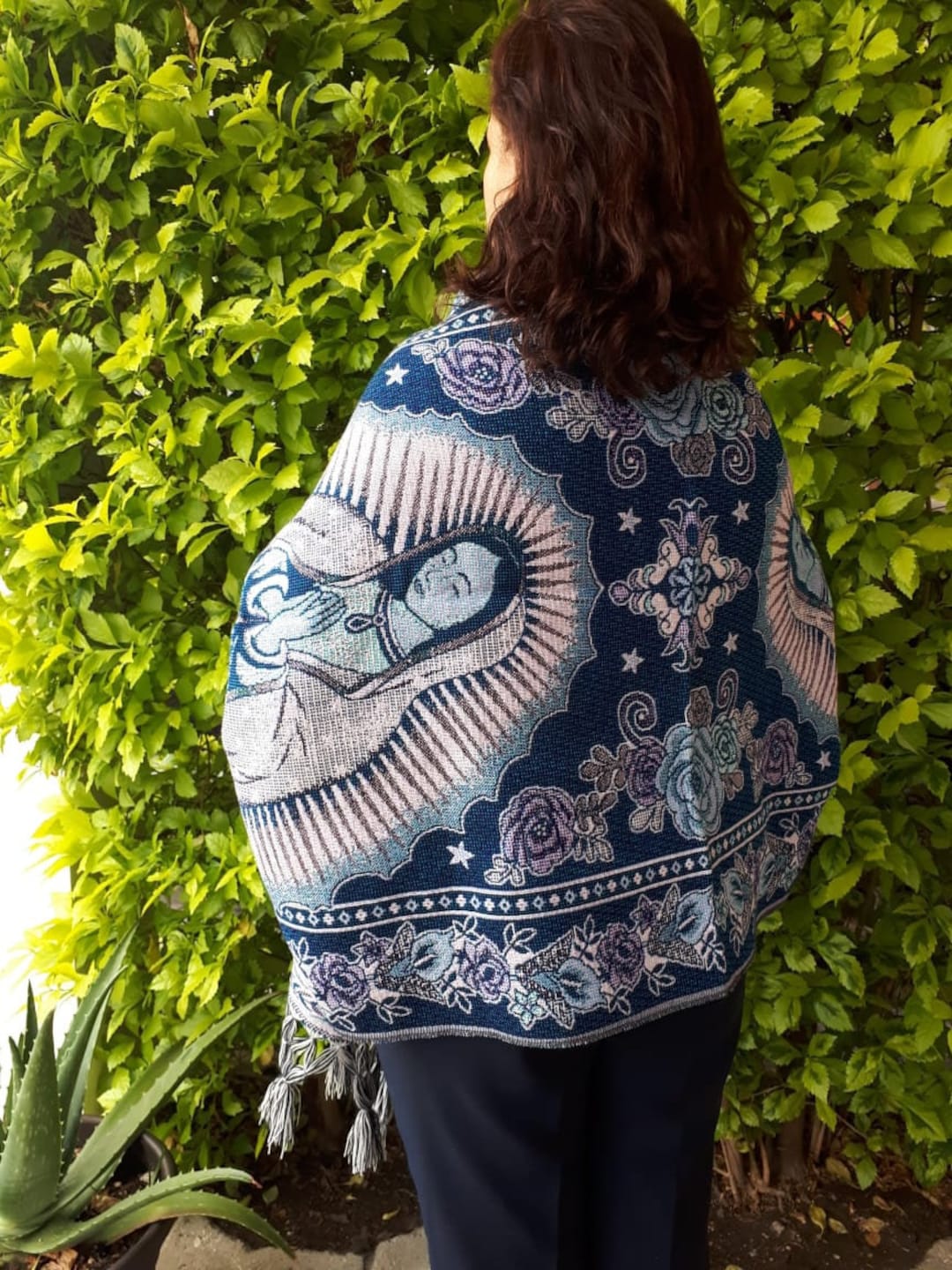 Virgen De Guadalupe Rebozo, Golden Thread Woven Fabric, Our Lady ...