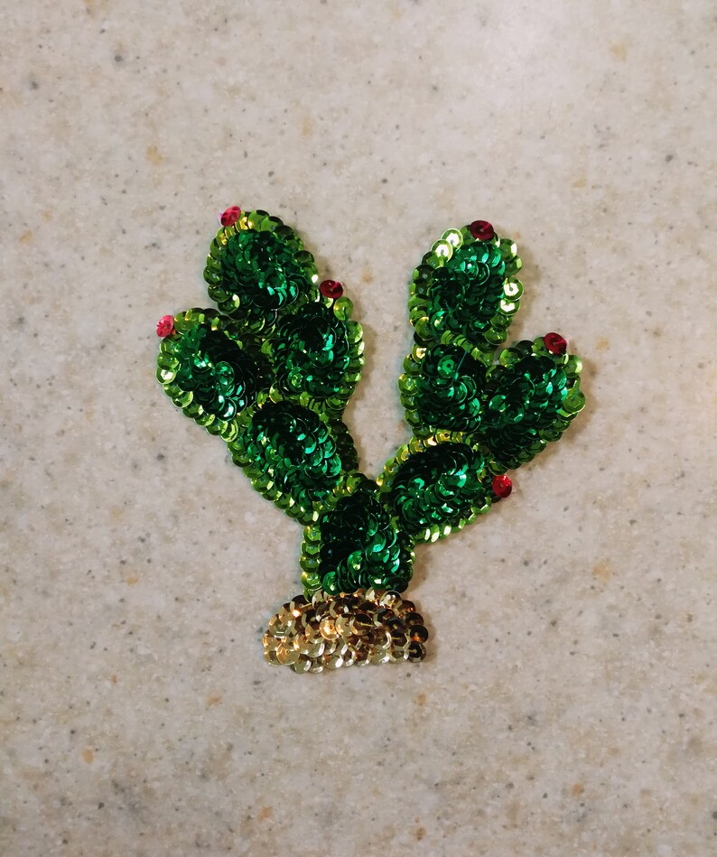 Set of 2 Mini Cactus Sequin Patch Mexican Mini Nopal Sequin - Etsy