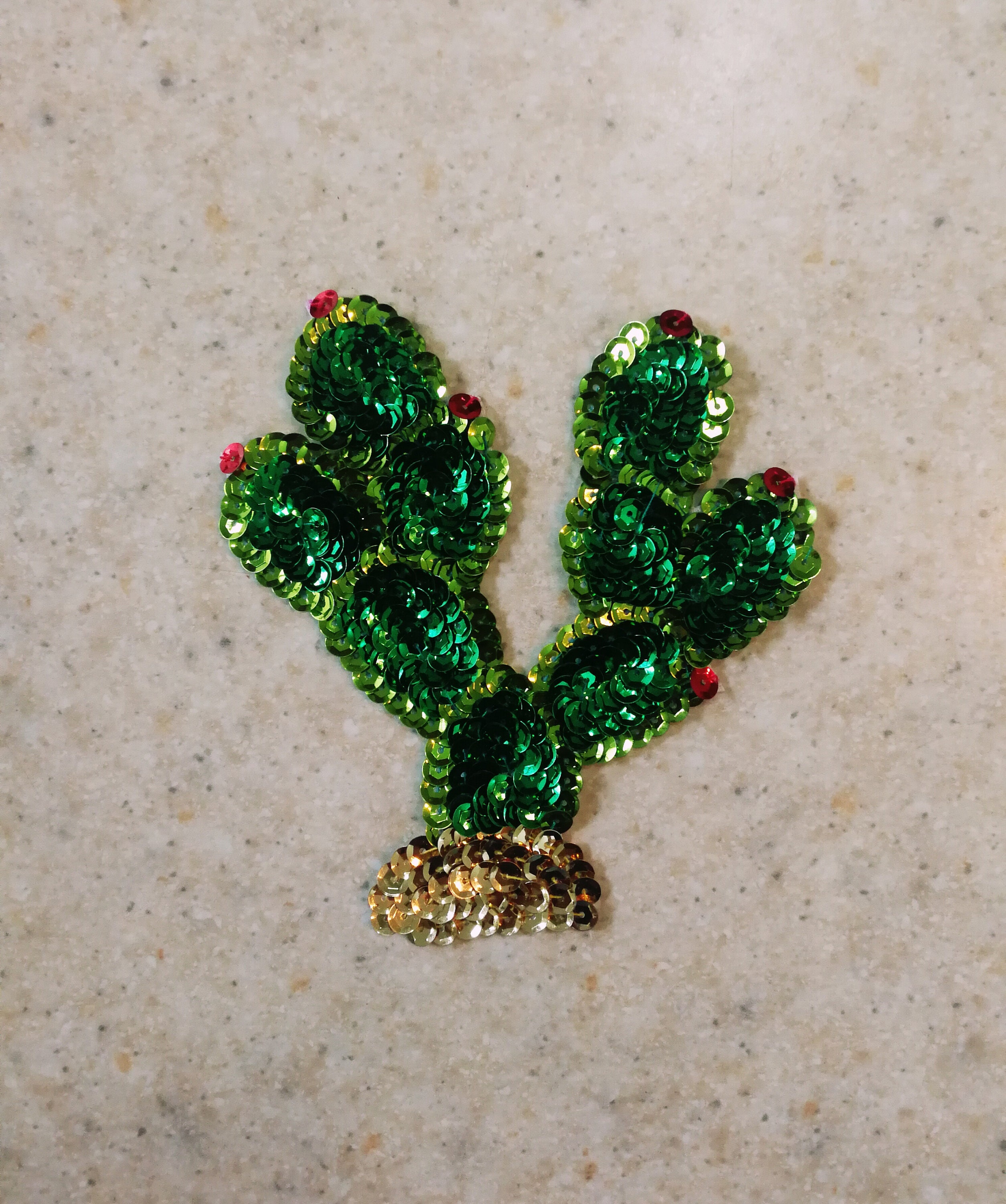 Set of 2 Mini Cactus sequin patch Mexican mini Nopal sequin | Etsy