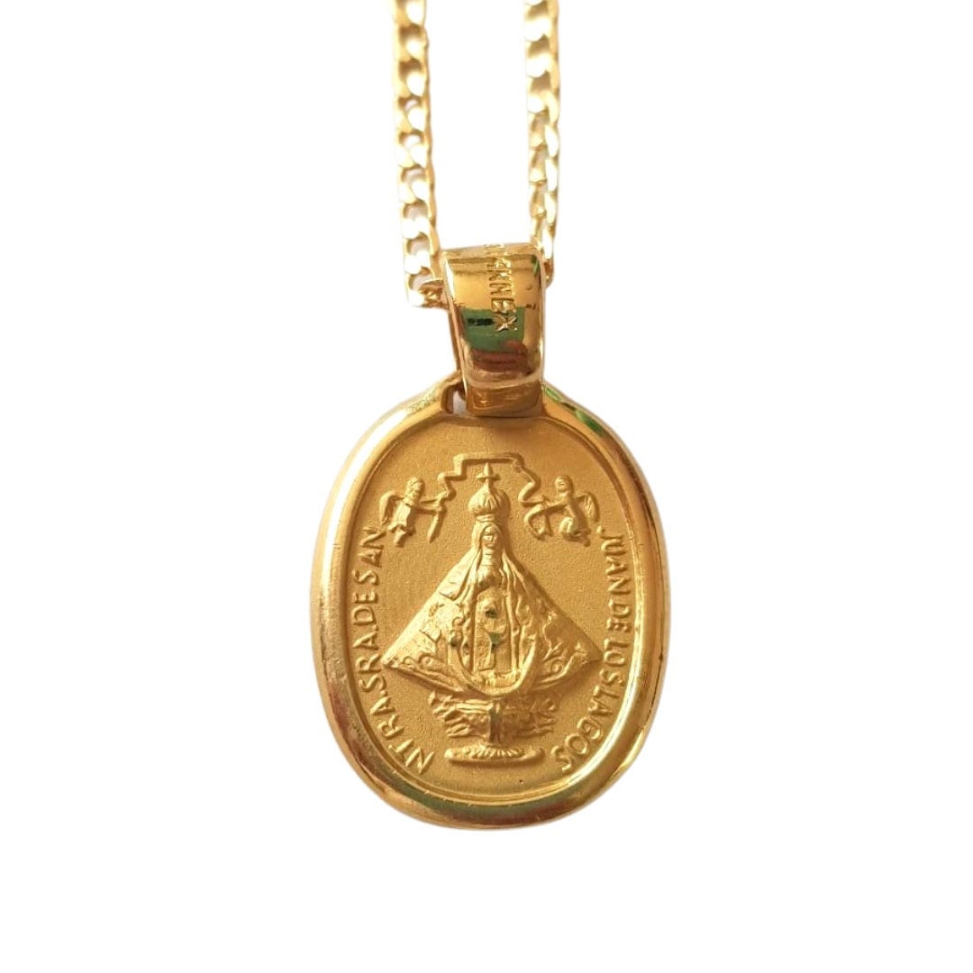 14K Gold Virgen San Juan De Los Lagos Necklace Medal, Virgin Holy Mary ...