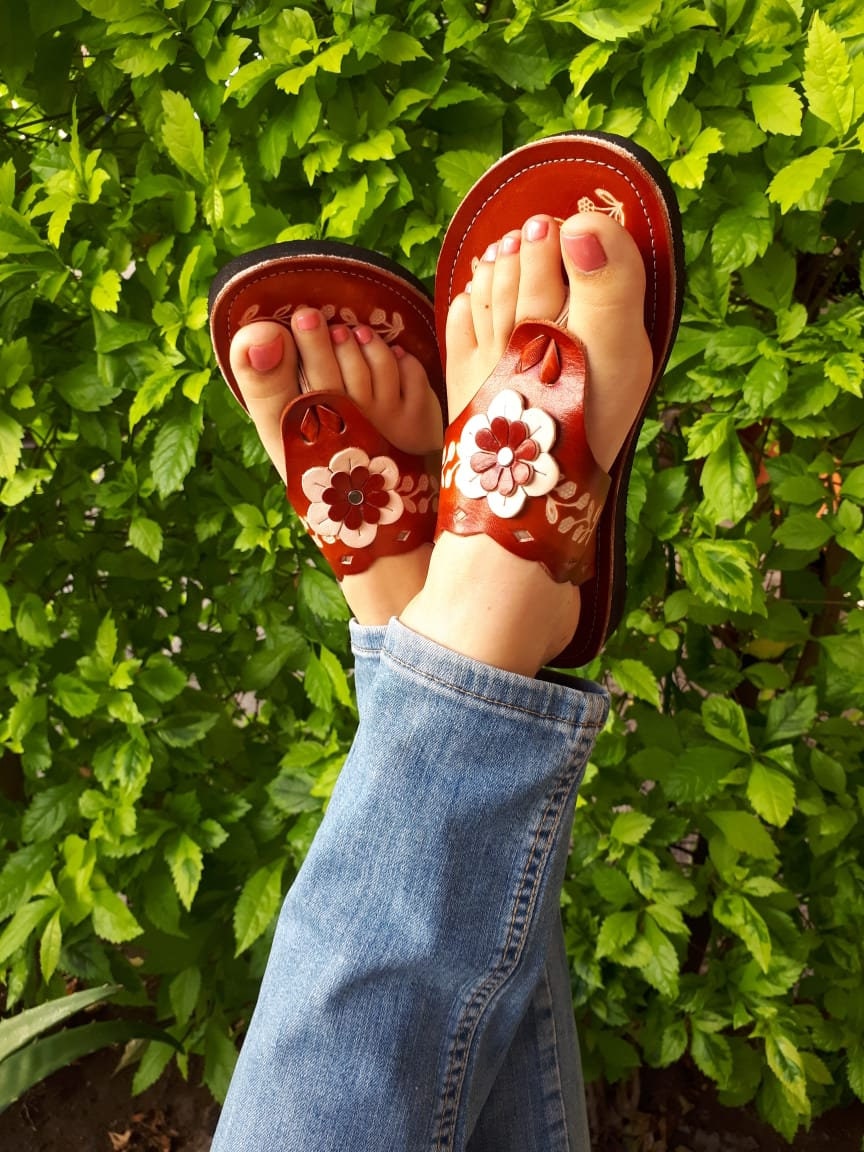 Mexican Leather Thong Sandals Mexican Shoes Huarache US 9 - Etsy